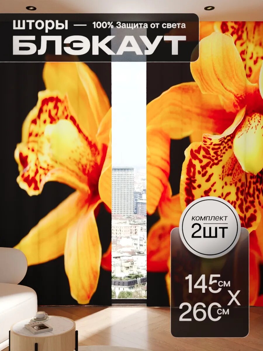 Шторы блэкаут 145x260 см 2 шт на окна плотные комплект