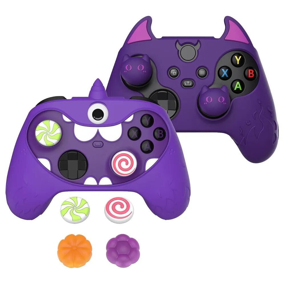 PlayVital Набор аксессуаров для геймпада Xbox Series X/S чехлы Demon и MonoEye Monster, фиолетовый