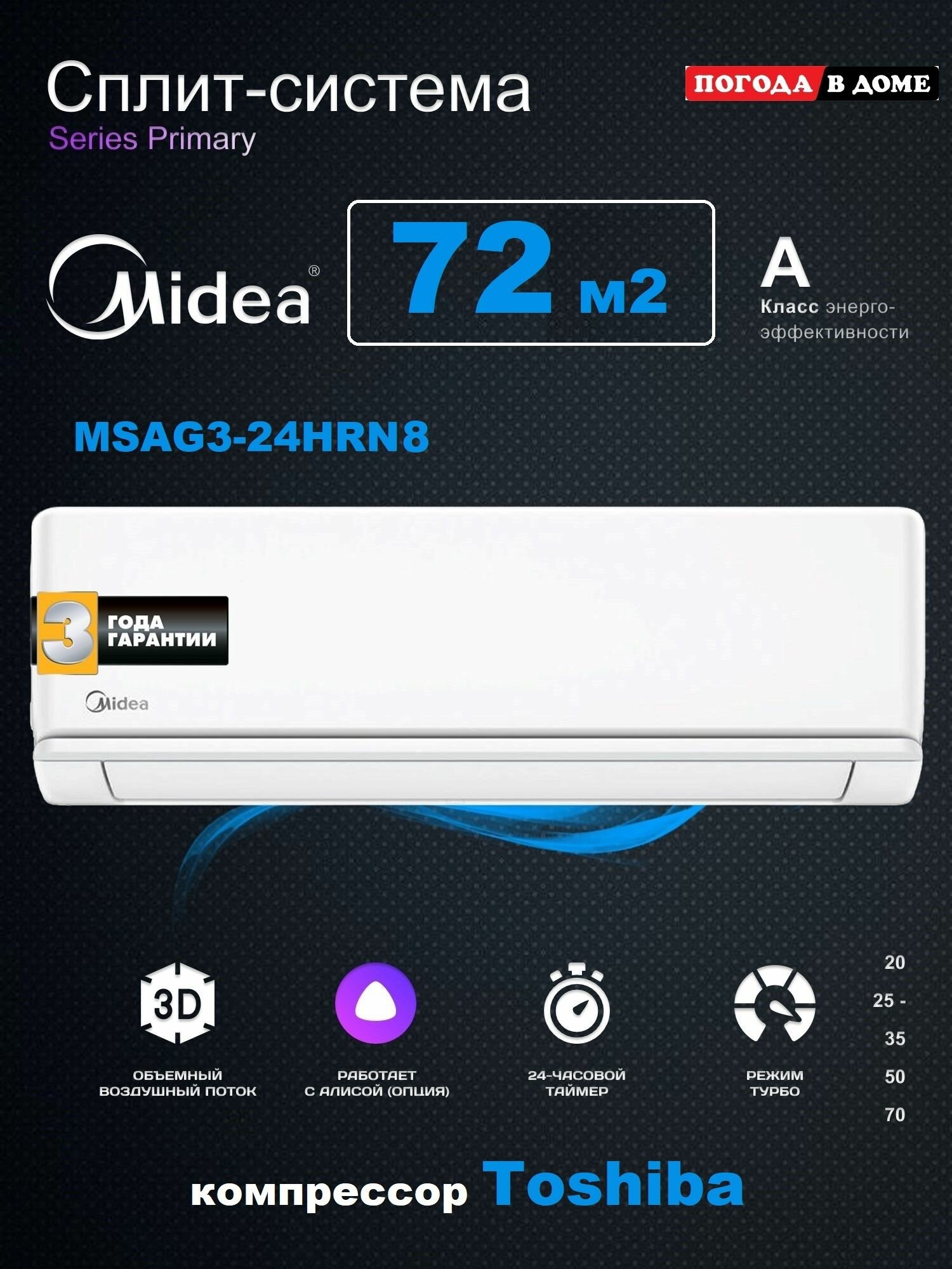 Сплит-система Midea MSAG3-24HRN8/MSAG3-24HRN8-0