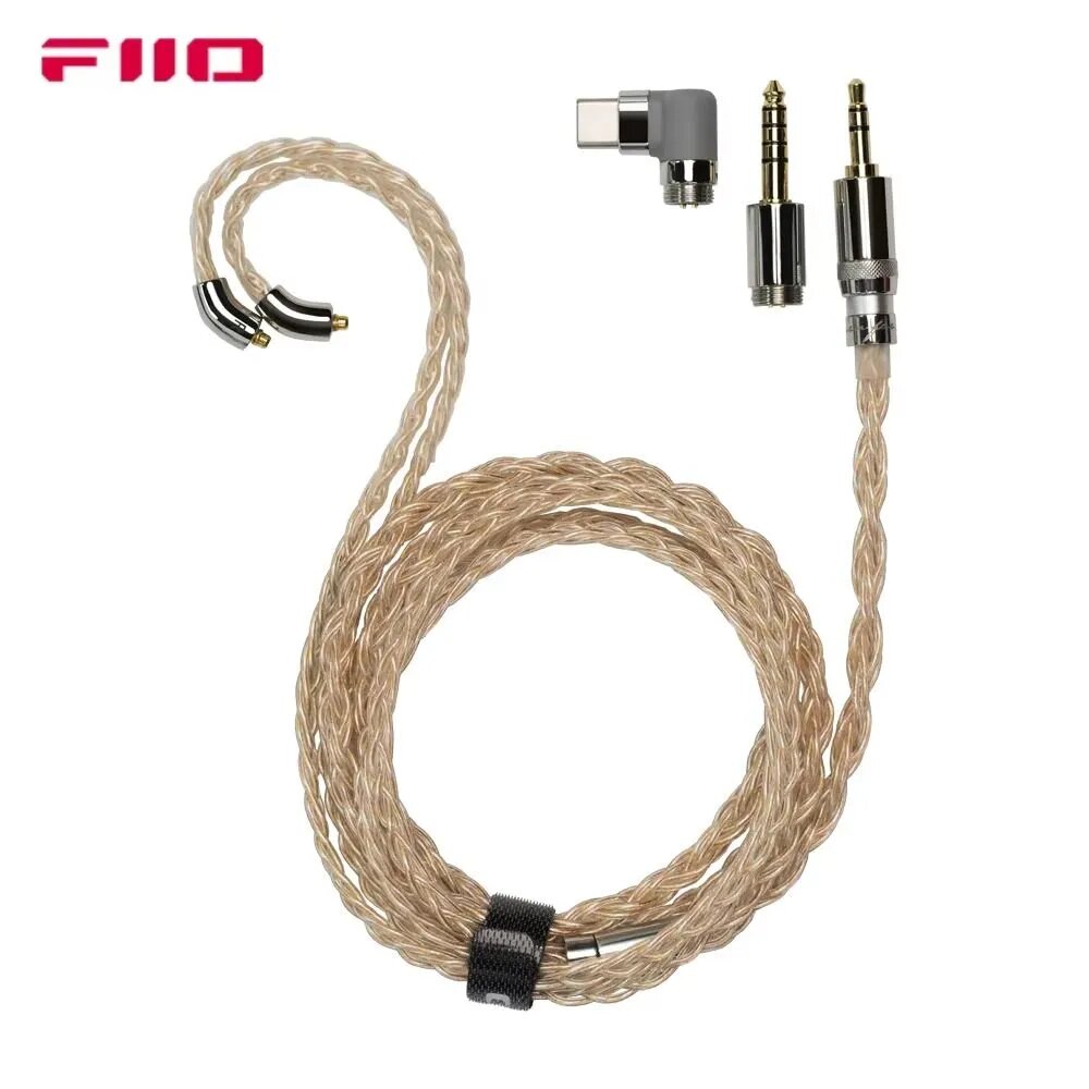 FiiO LC-RE Pro 2025 Кабель для гарнитуры Золотисто-серебристо-медный Гибридный сменный разъем Type-C MMCX Balanced Headphone Upgrade Cable