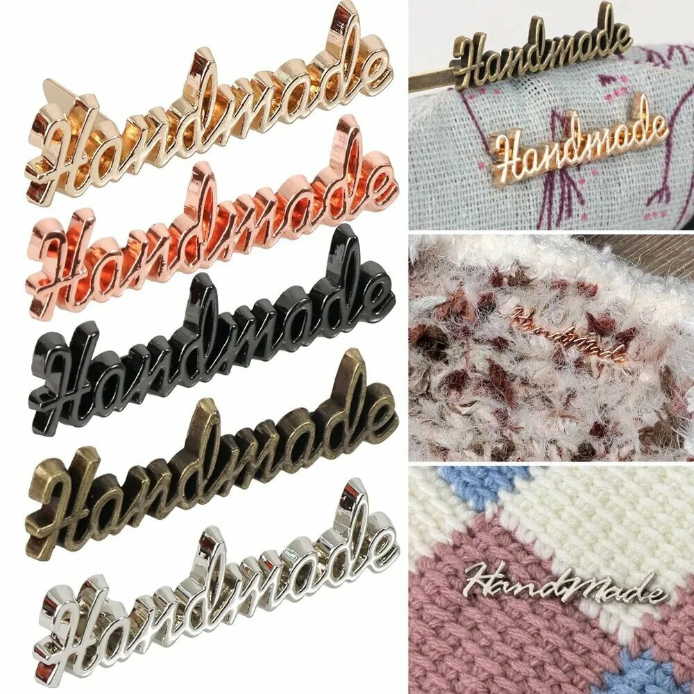 10 шт. Металлические бирки Hand Made из цинкового сплава для сумок, шапок, одежды и вязания своими руками