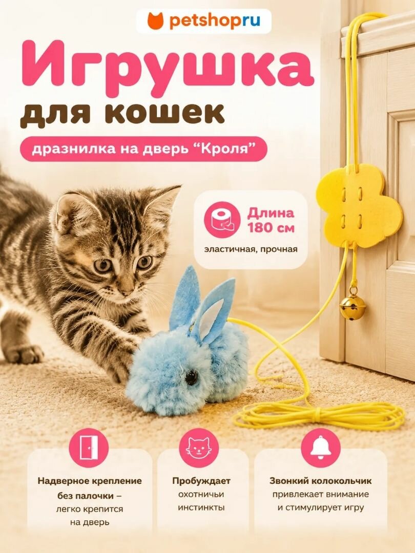 PETSHOP Игрушка для кошек дразнилка на дверь "Кроля"