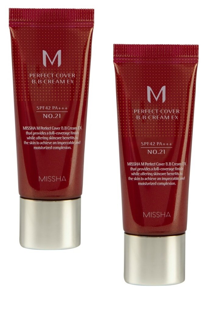 Тональный BB "Идеальное покрытие" Missha М Perfect Cover BB Cream EX SPF42/PA тон 21, 20 мл 2шт
