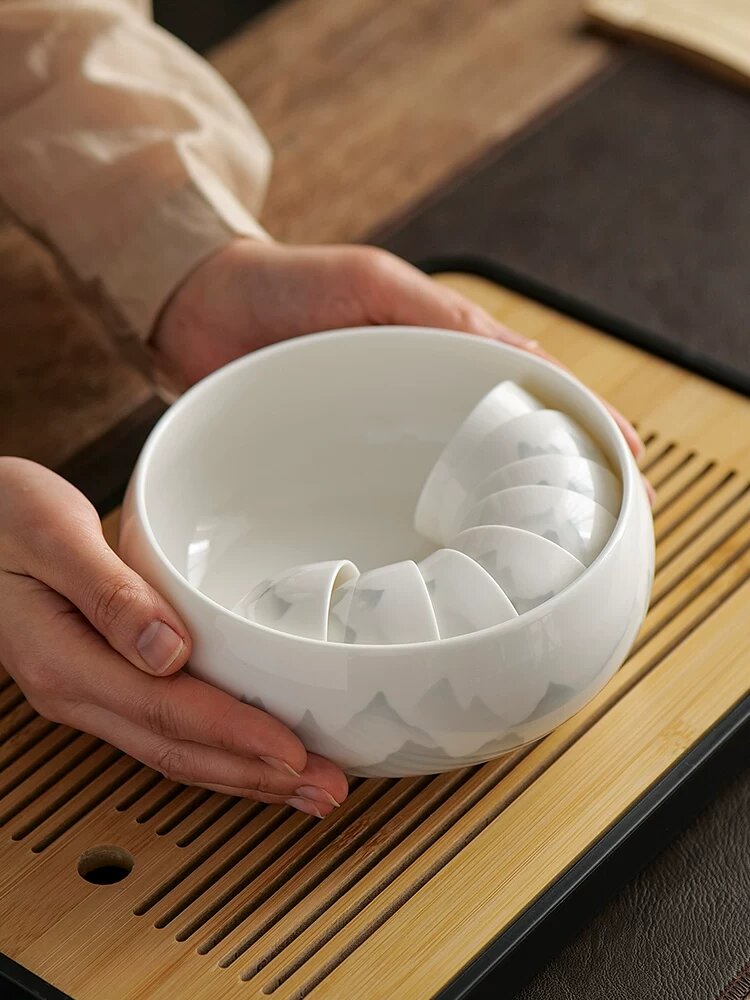Чайник Yun Chu в форме колодца с мини-подарочной упаковкой из керамики Yagong, дизайн в стиле чернильного пейзажа,