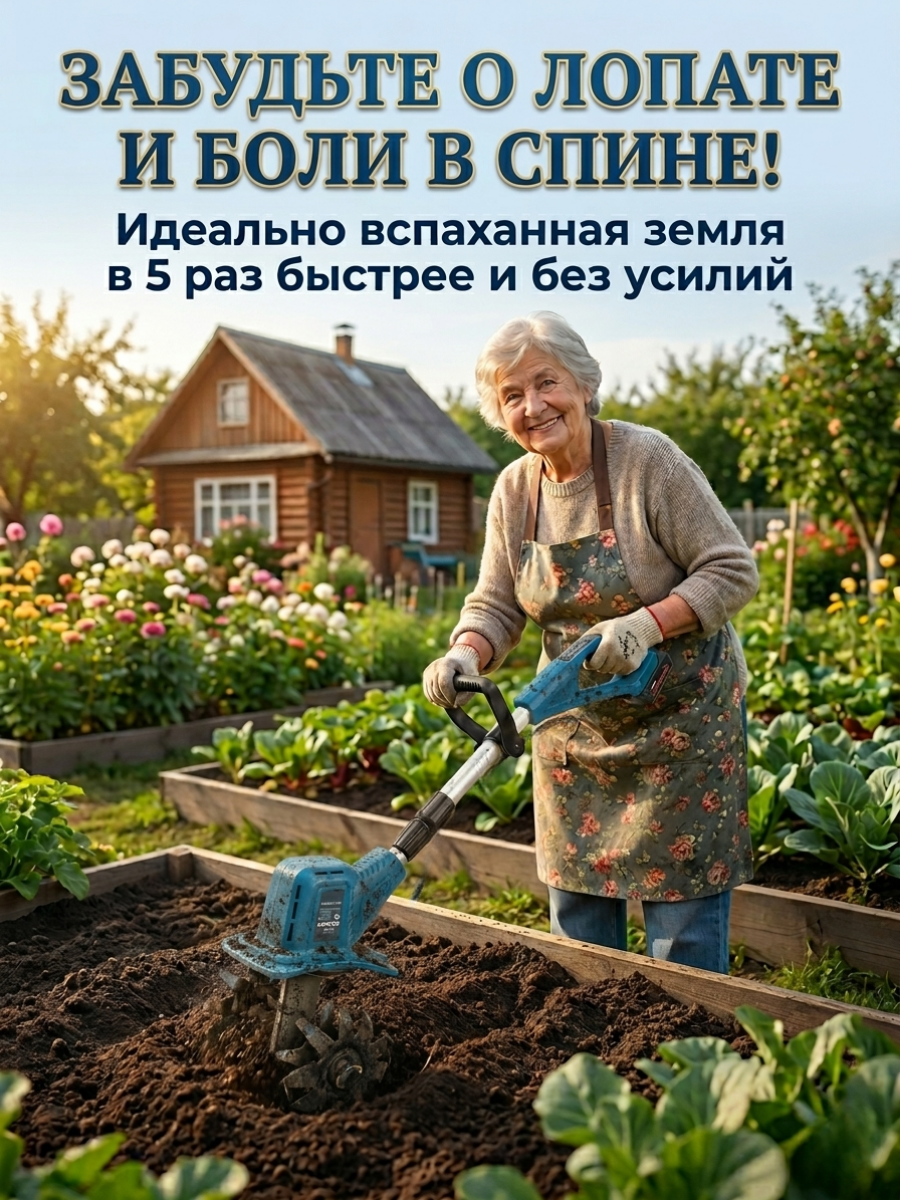 Культиватор аккумуляторный садовый мощный для дома сада дачи