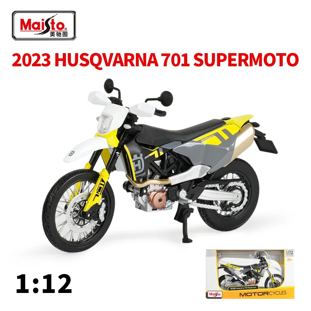 Maisto 1:12 2023 Husqvarna 701 Supermoto мотоцикл