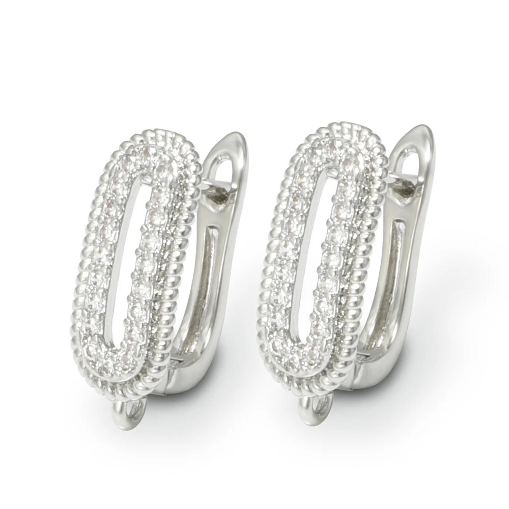 Сережки-кольца YANASI, Rhodium Plated, с цирконом