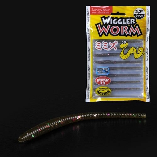 Слаги съедобные искусственные Lucky John Pro Series WIGGLER WORM 2.3in (05.84)/S21 9шт. ++