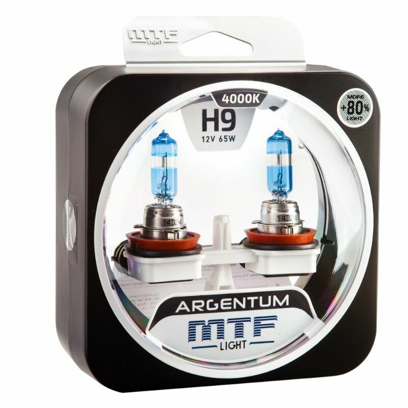 Автолампы H9 - Галогенные лампы MTF Light серия ARGENTUM +80% 4000K