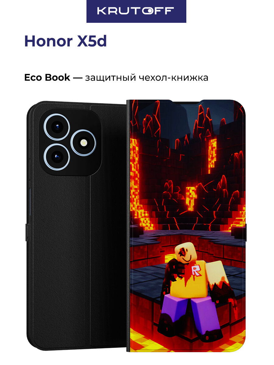 Чехол-книжка Krutoff Eco Book для Honor X5d Roblox-Форсакен Джон Доу (Forsaken John Doe) (черный)