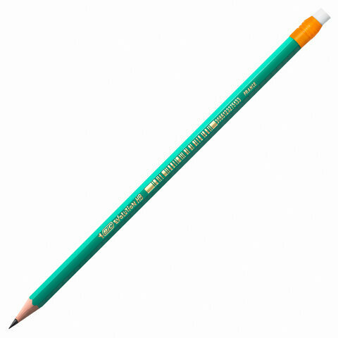 36 шт. Карандаш чернографитный BIC, 1 шт, "Evolution", HB, с ластиком, корпус зеленый, 8803323