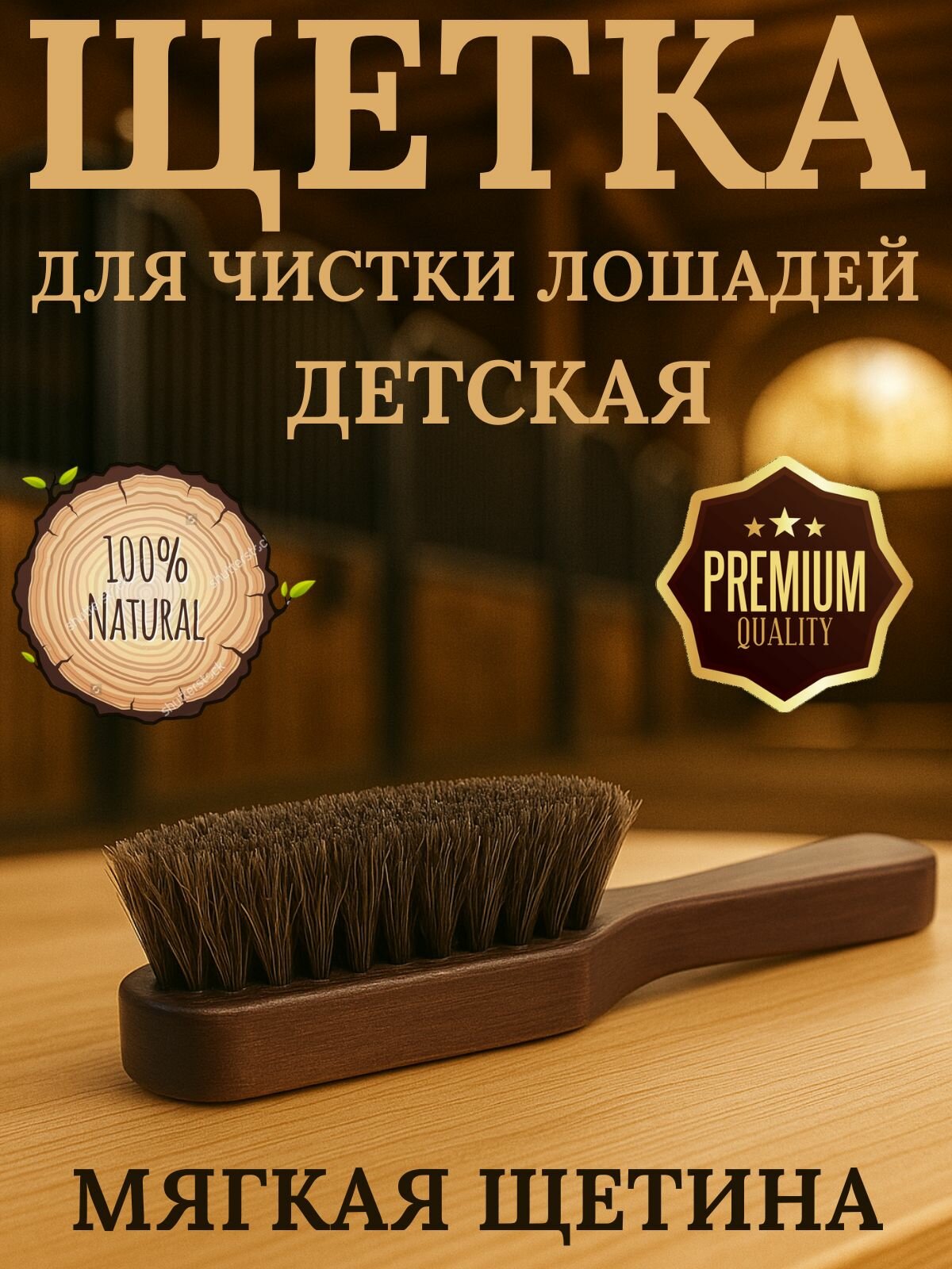 Щетка для Лошадей/Пони деревянная большая жесткая овальная / Россия ГОСТ для чистки лошадей конная щетка