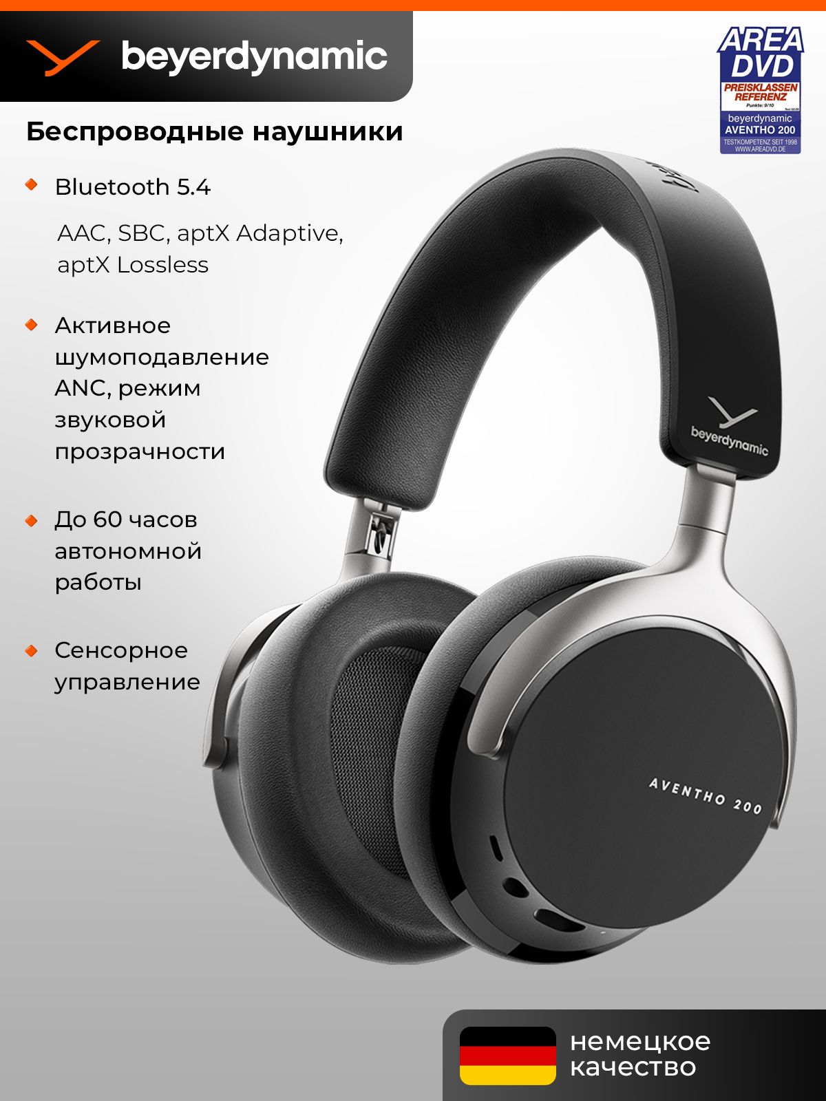 Наушники Beyerdynamic AVENTHO 200 Чёрный, Bluetooth 5.4, ANC