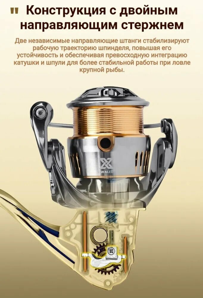 Безынерционная катушка 3000, 5.2:1, 140 г, передний фрикцион — фото 1