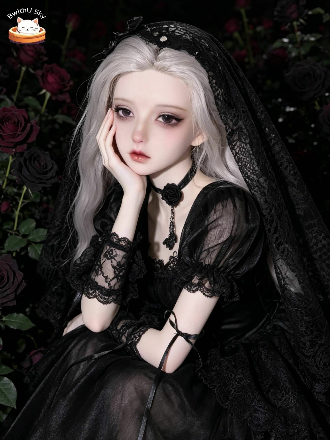BwithUSky Sylvi 1/4 BJD Кукла: Коллекционный образ в стиле таинственной невесты смерти