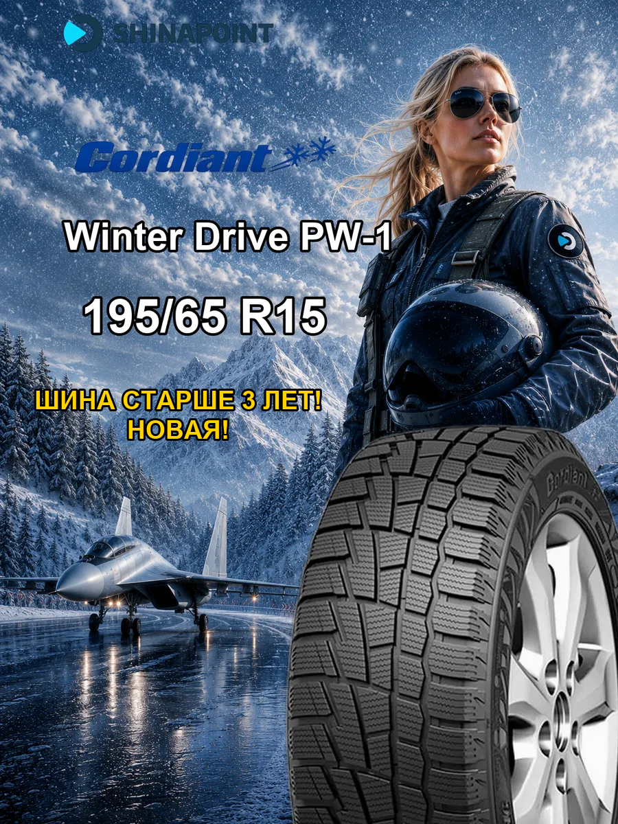 Шины зимние R15 195 65 91 T автомобильная зимняя резина Cordiant модель Winter Drive PW-1