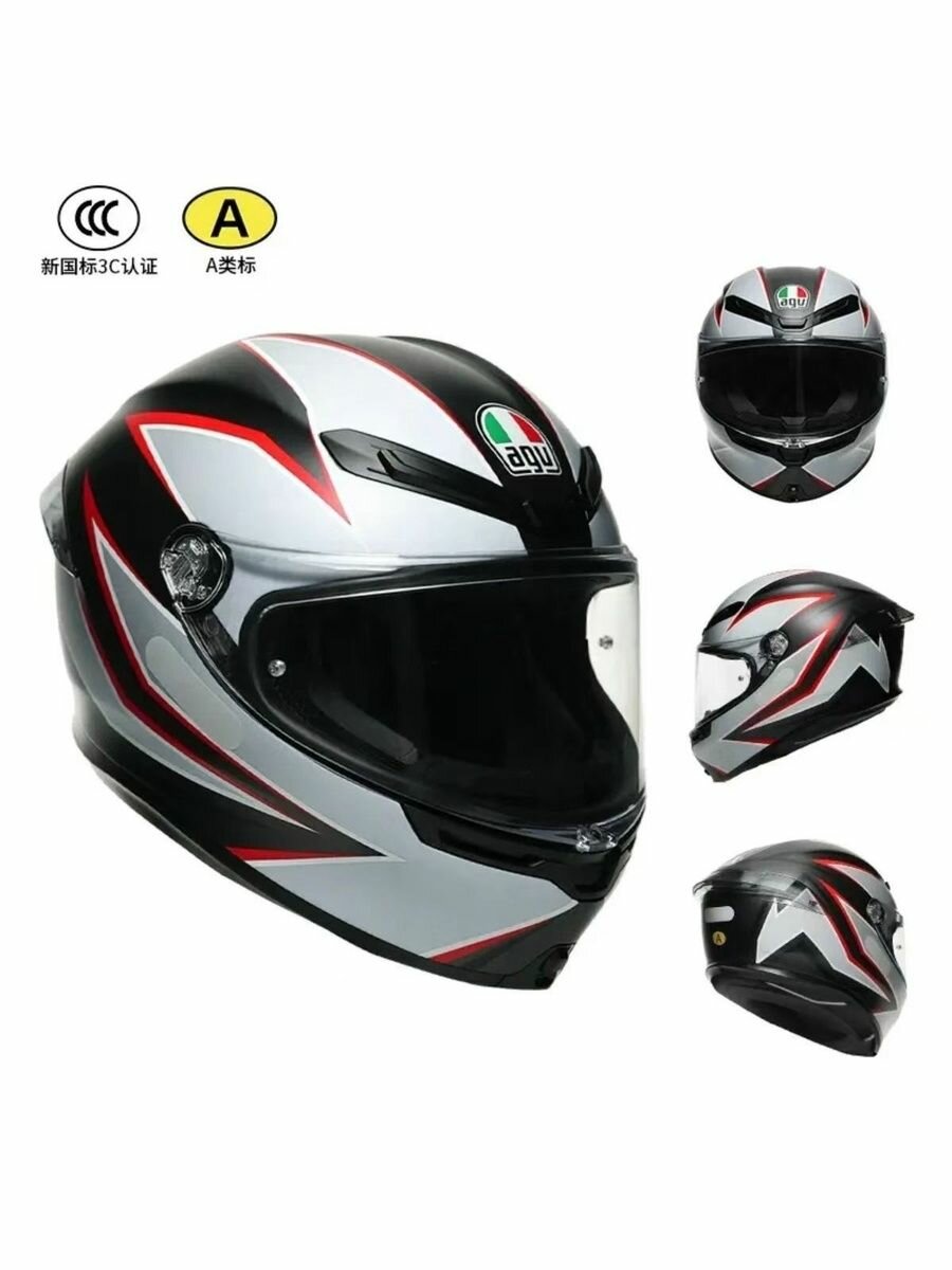 Мотоциклетный шлем AGV-K6S, цвет: , красный, черный и серый, размер: L