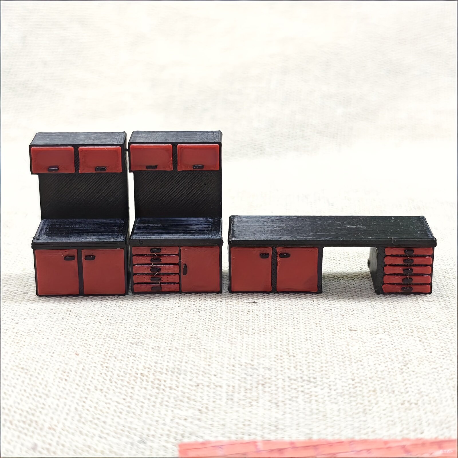 Набор инструментального шкафа для верстака (3 шт.), масштаб 1:64, коллекционный набор гаражной сцены, микро-ландшафт для рабочего стола, красный