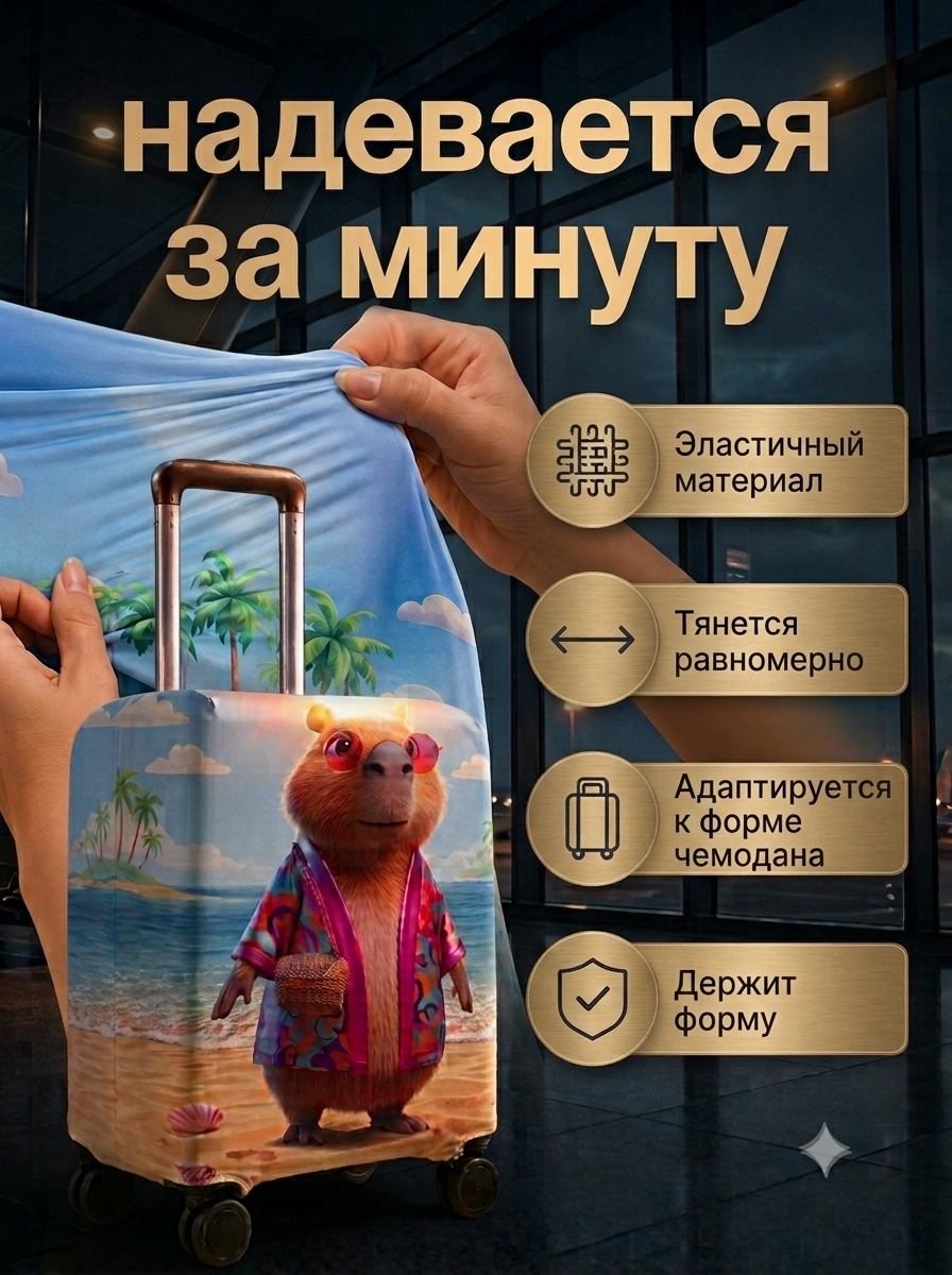 Чехол для чемодана , размер M, бежевый — фото 1