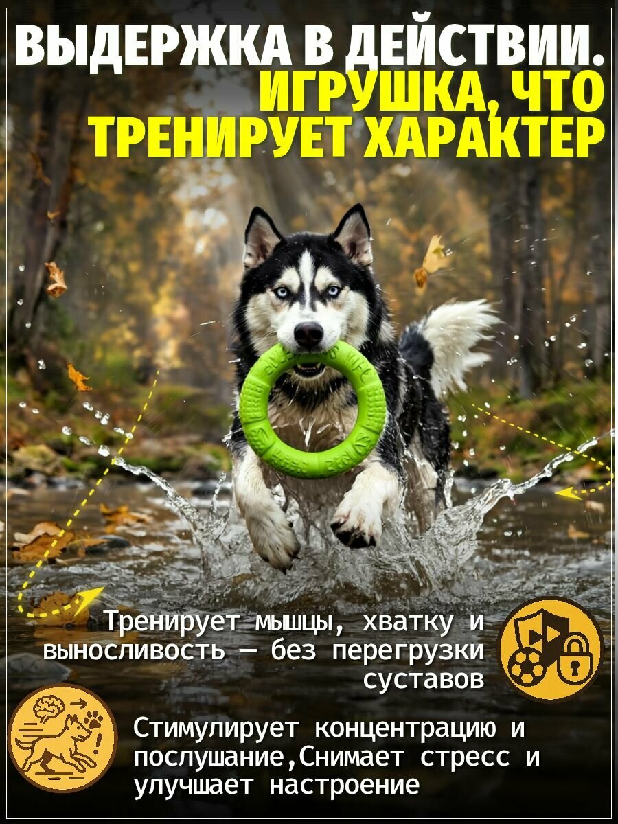 Кольцо-пуллер 28 см, красное — эластичная и прочная игрушка для активных игр и дрессировки средних и крупных собак, без вреда для зубов