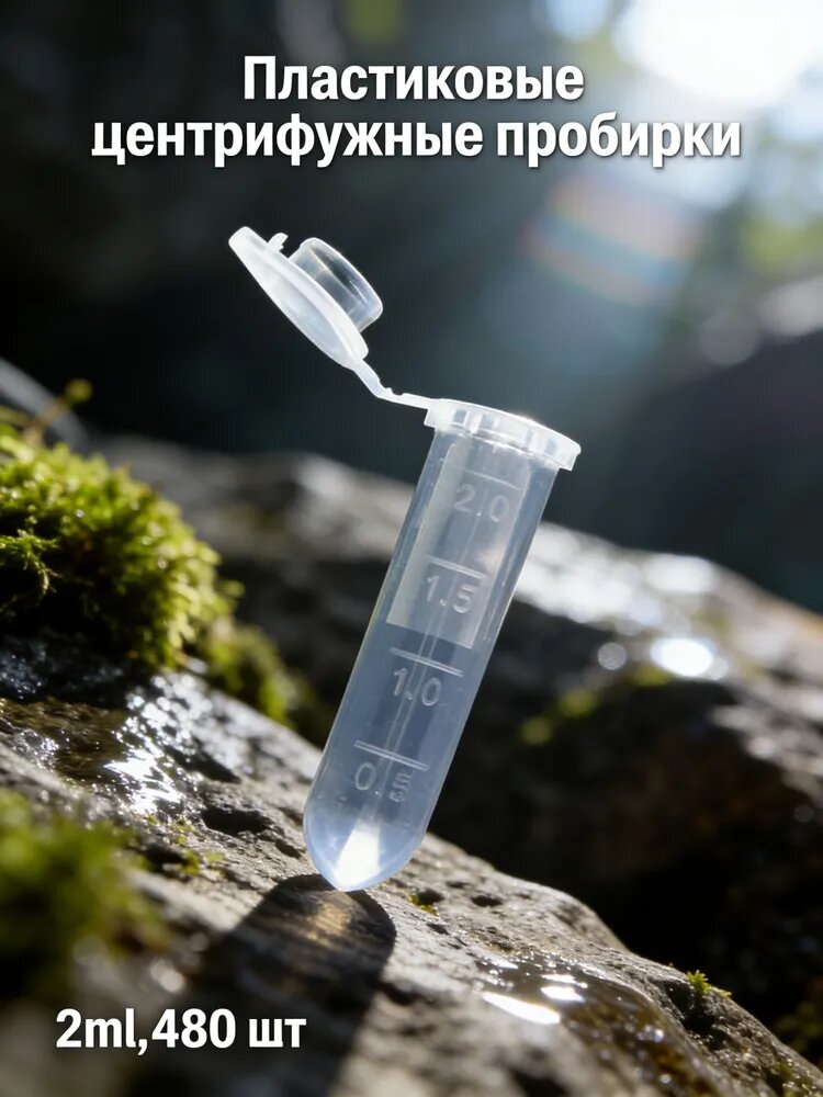 Емкость мерная, 2,2 мл, пластиковые центрифужные пробирки, 2мл, 480 шт