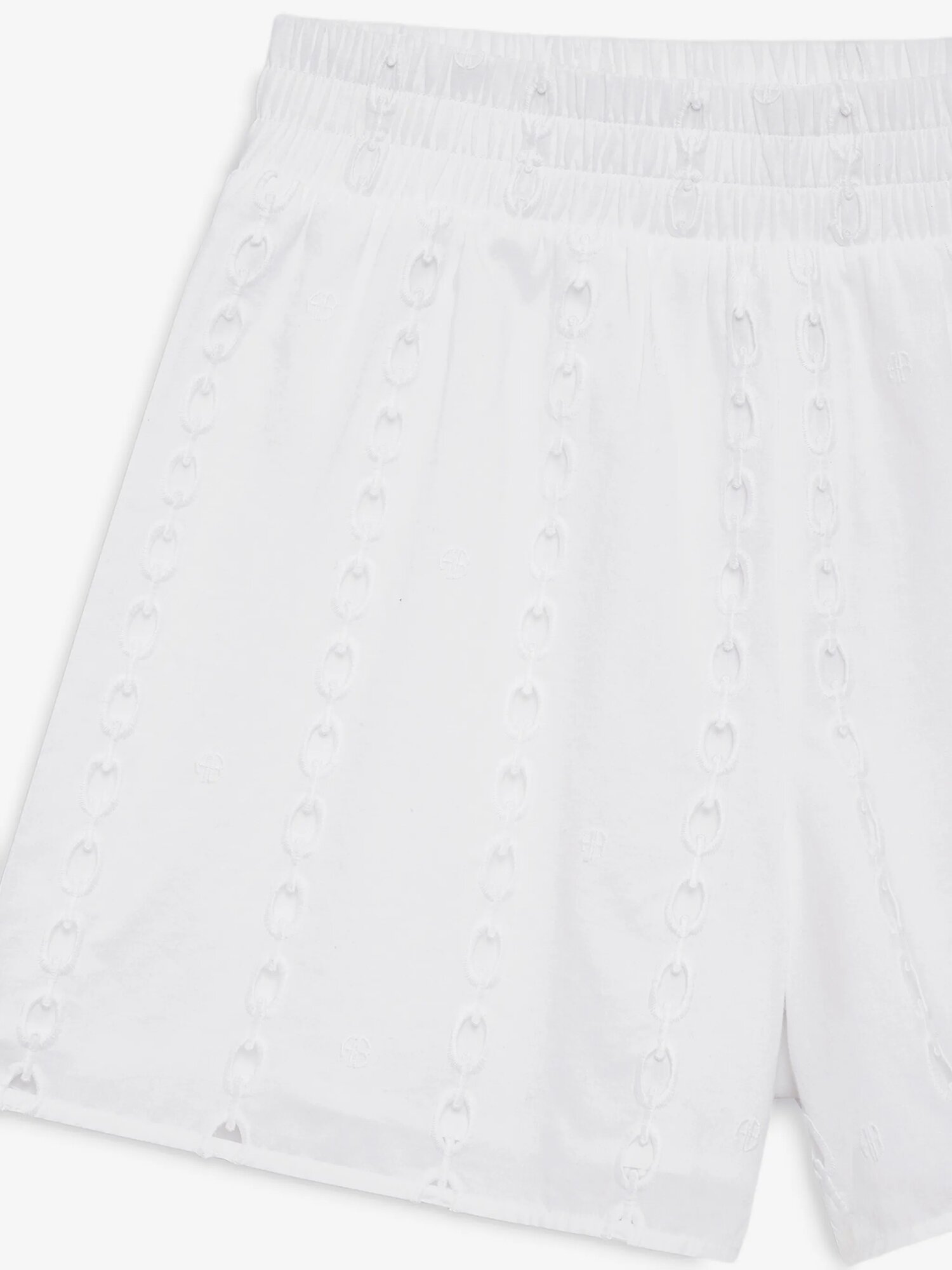 Шорты ANINE BING Eyelet Kam, размер 40, бежевый/белый — фото 1