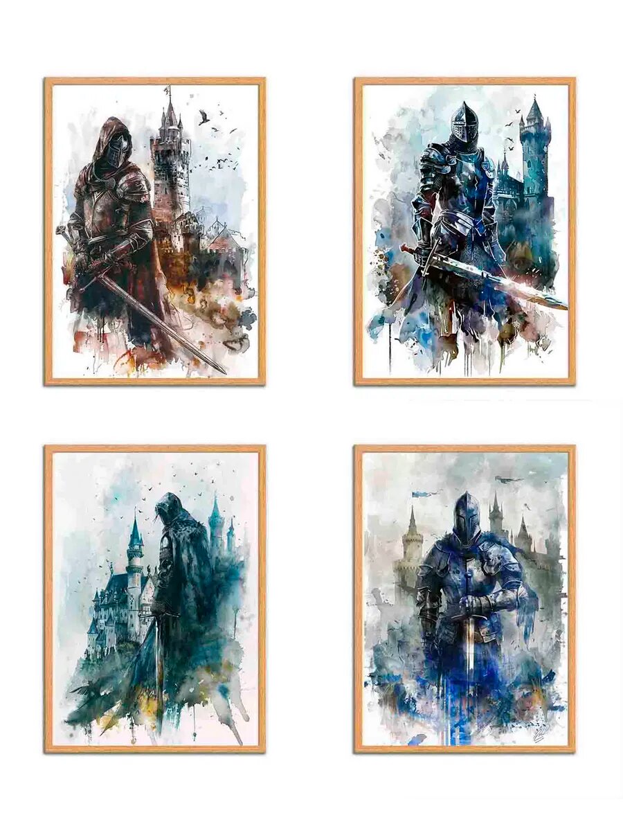 Птица ласточка Рыцарь, 4 Плаката, 30x21см