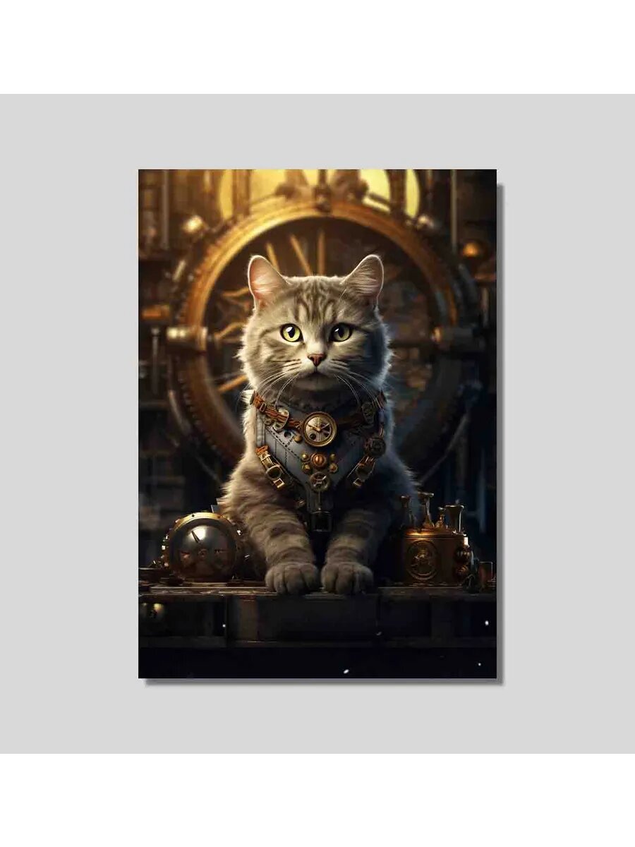 Кот из Шартре в стиле стимпанк 3, Плакат 30x42см