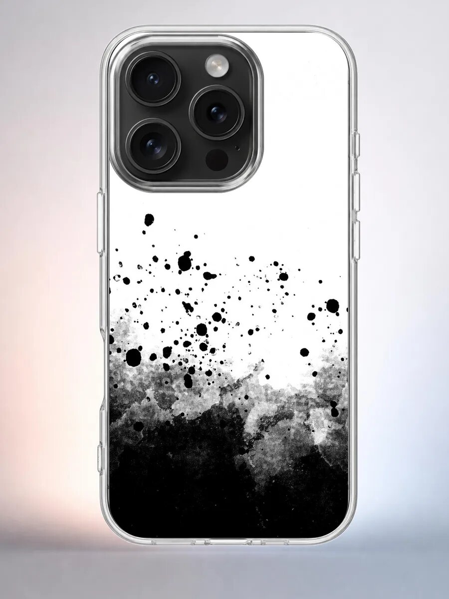 Чехол iPhone 15 Pro капли туши силиконовый прозрачный
