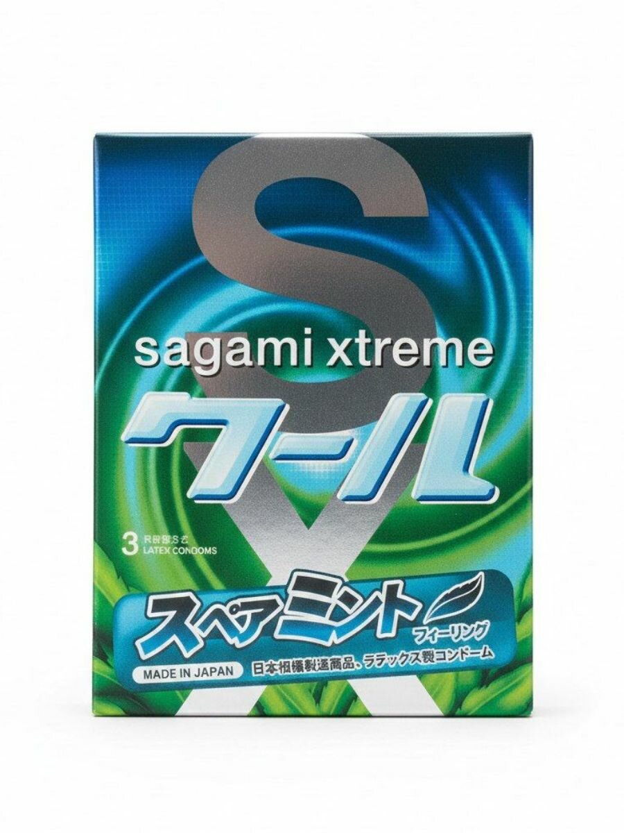Презервативы с освежающим ментолом Sagami Xtreme Mint 3 шт. ультратонкие 0,04 мм