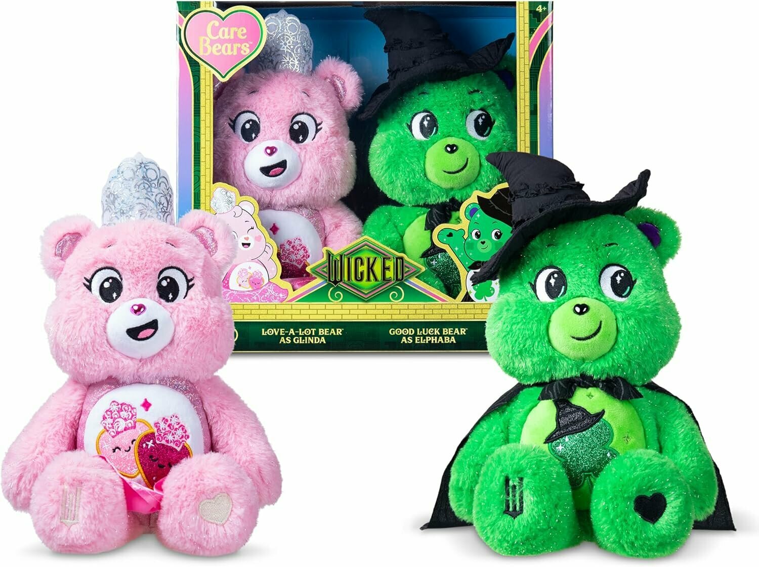 Набор мишек Care Bears Wicked мишка большой любви в образе Глинды и мишка удачи в образе Эльфабы