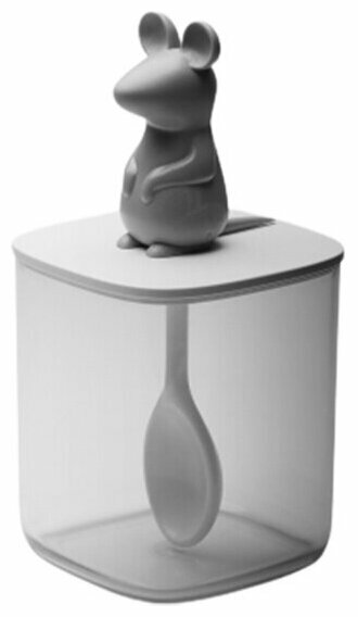 Банка для сыпучих продуктов Qualy Lucky Mouse Seasoning QL10365-CL-GY с ложкой, 250 мл