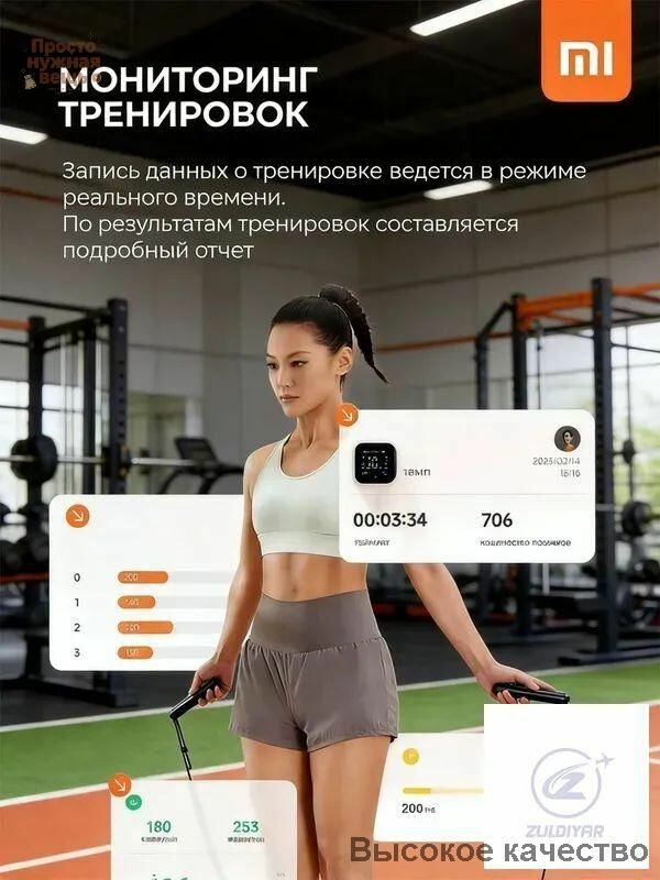 Умная скакалка Mijia Smart Skipping Rope (XMSR-P803) / Скакалка с подключением к телефону по Bluetooth, темно-синий (китайская версия)