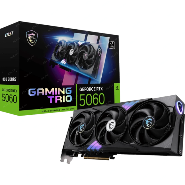 Видеокарта MSI PCI-E 5.0 RTX 5060 8G GAMING TRIO NVIDIA GeForce RTX 5060 8Gb 128bit GDDR7 2497/28000 HDMIx1 DPx3 HDCP R