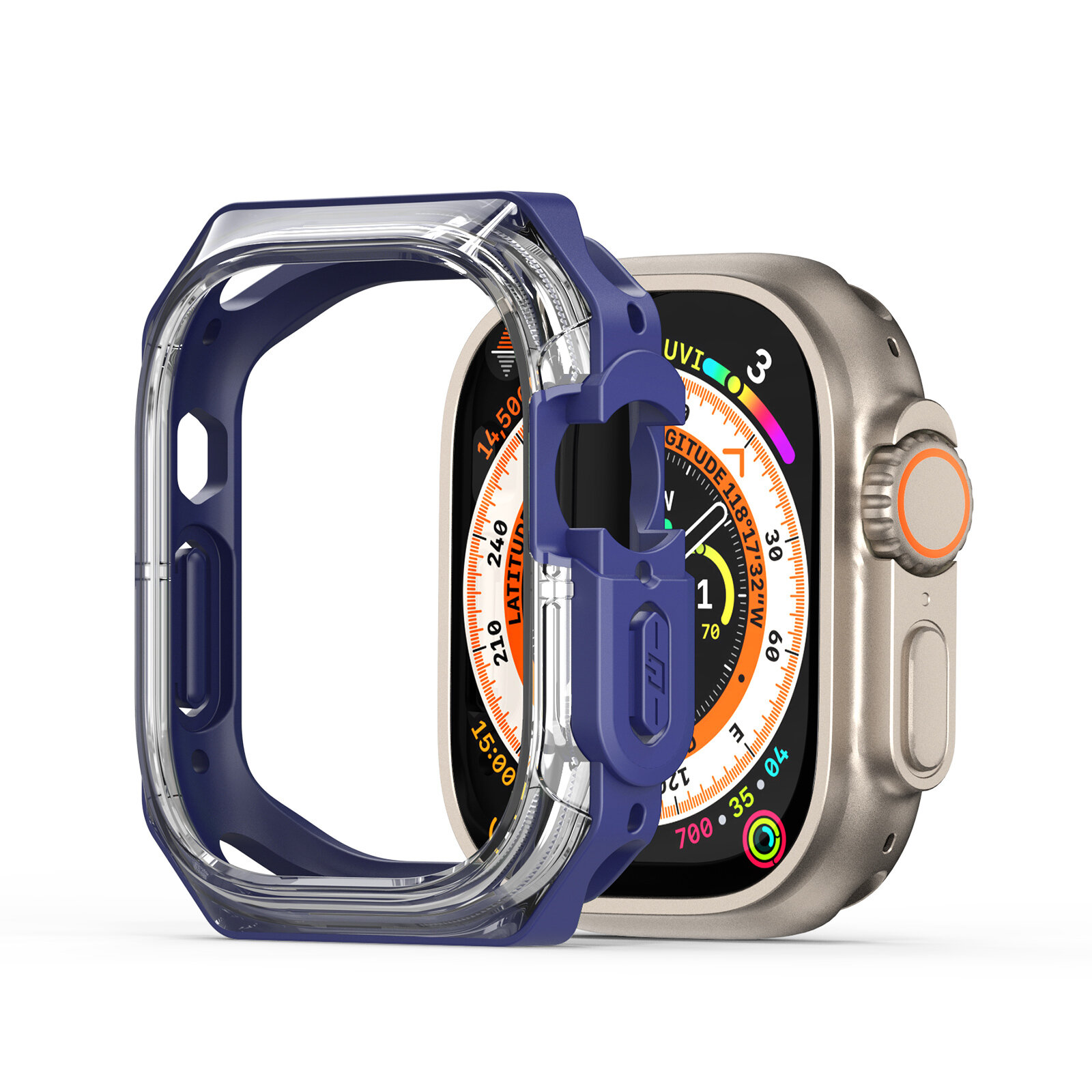 Чехол-бампер с синими вставками от Dux Ducis для часов Apple Watch Ultra 1 и 2, 49MM, Tamo Series Case