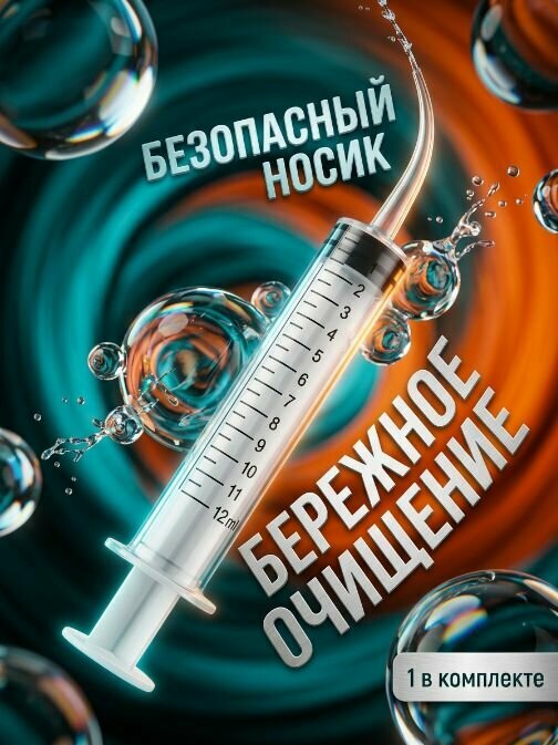 Шприц ирригатор для промывания и очищения ушей, зубов и миндалин, шприц-ирригатор с тонким носиком-наконечником для удаления серных пробок, 12 мл, 1 шт-FortunePick