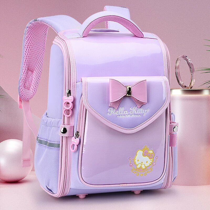Рюкзак Hello Kitty большой размер для девочек 3-6 классов, легкий, поддержка спины, розово-фиолетовый