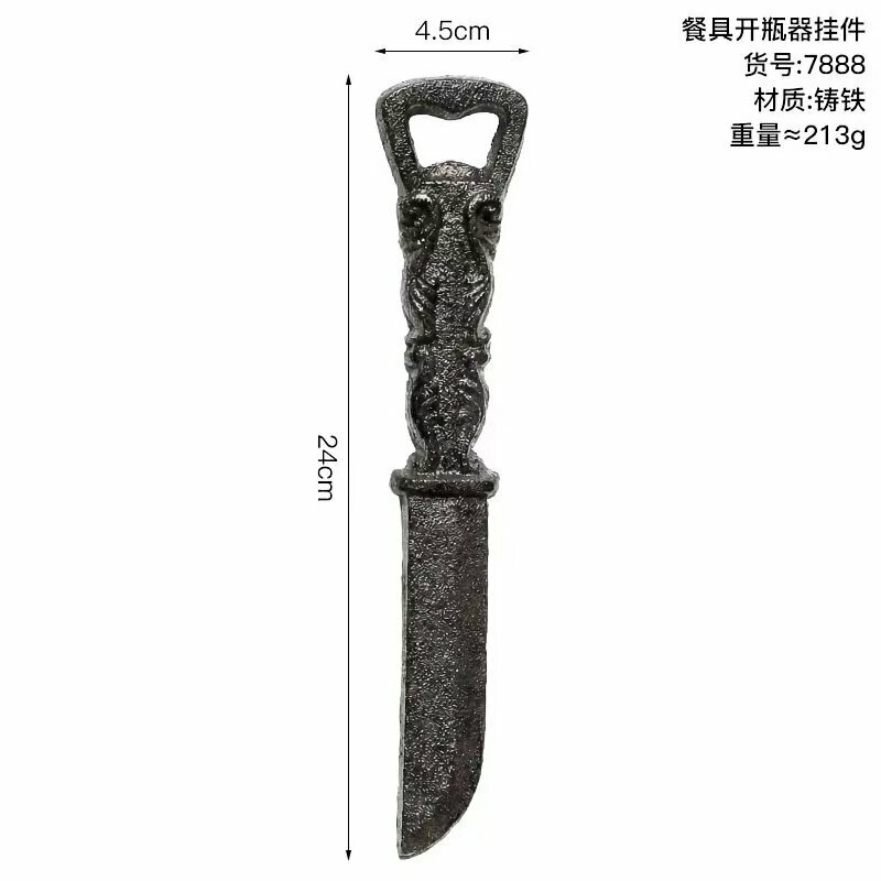 Металл, открывалка，Настенный штопор из чугуна в форме головы Ложка,4.5*24cm
