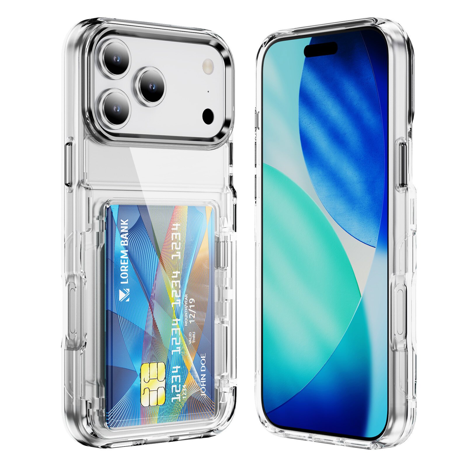 Прозрачный чехол Lumen Case с подставкой 2 в 1 и отделением для карт: iPhone 17 Pro Max белый