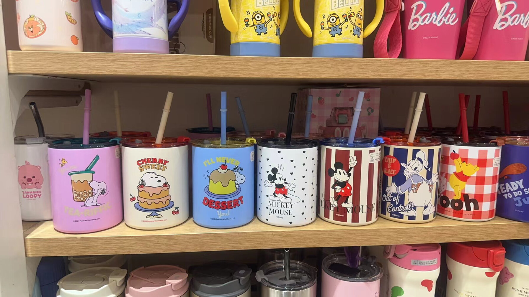 Стальная кружка Miniso Snoopy series Coffee Alien с трубочкой, 360 мл, мультяшный дизайн Снупи розовый