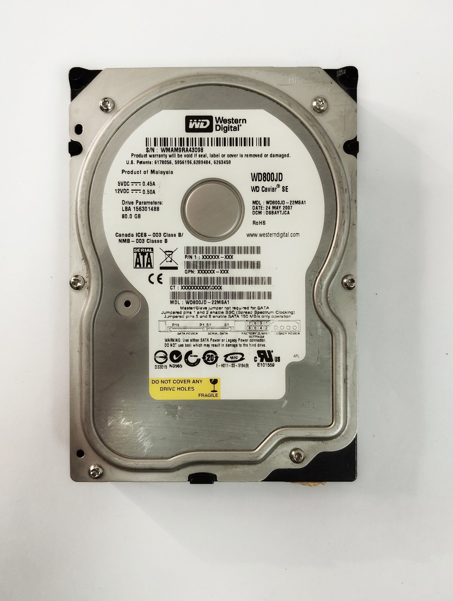Жесткий диск Western Digital 80GB 3.5" SATA