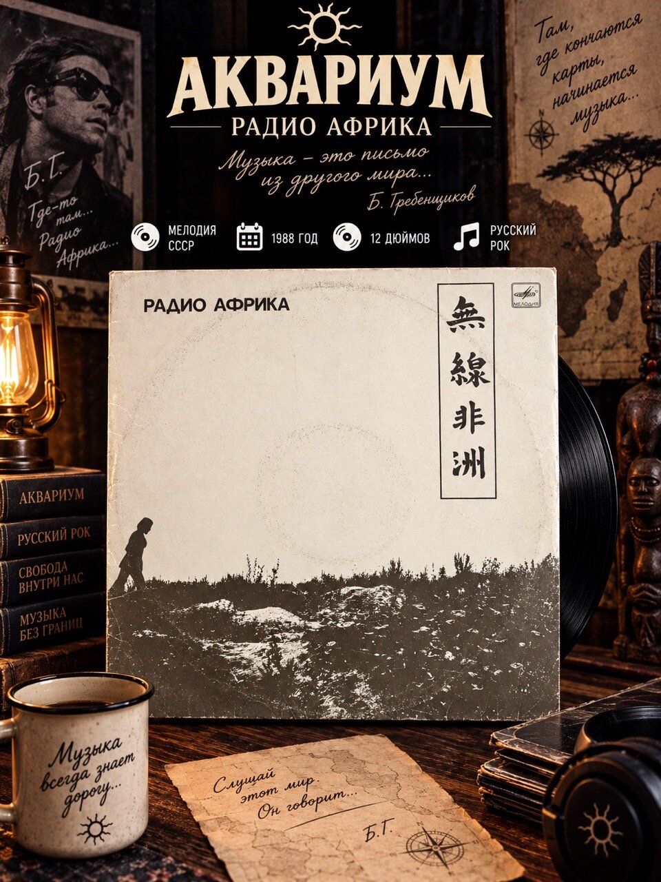 LP Группа "Аквариум" - Радио Африка - LP - Виниловая пластинка 12 дюймов. Мелодия СССР 1988 год.