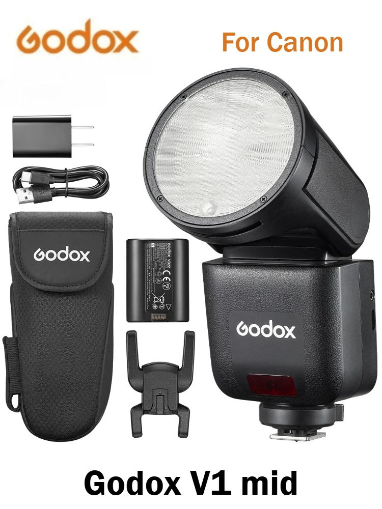 Godox V1 mid Вспышка камеры, высокоскоростной синхронный потолочный светильник TTL с круглой головкой-Canon