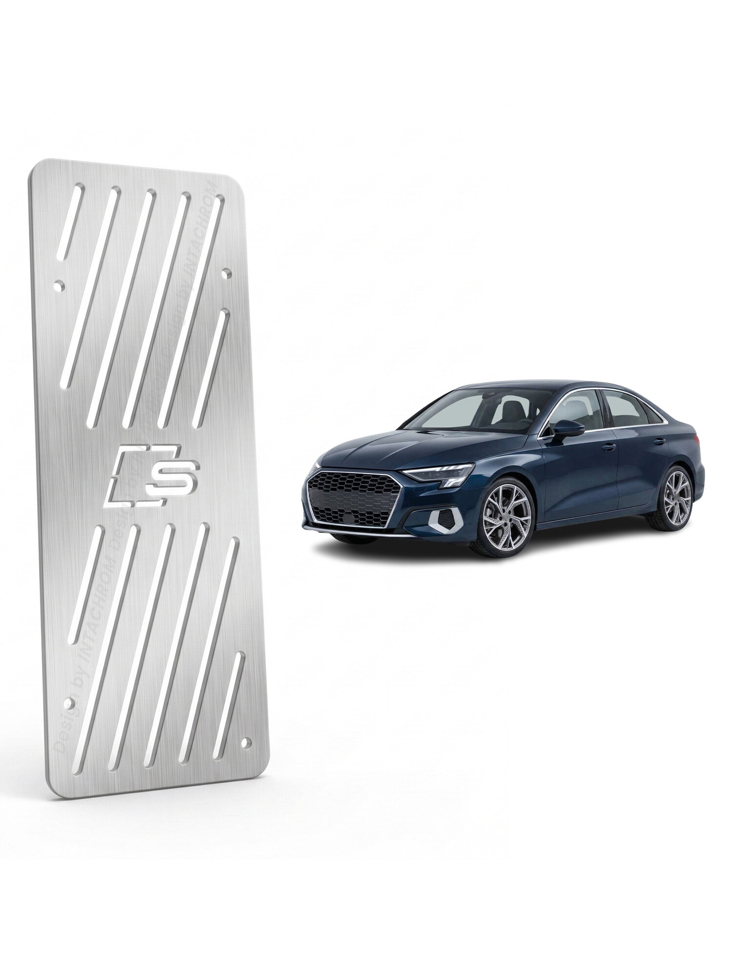 Накладка на опору для ноги Audi A3 2020-2026 из нержавеющей стали, хром, ширина 15