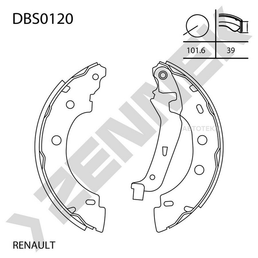 Колодки тормозные барабанные ZENNEK DBS0120