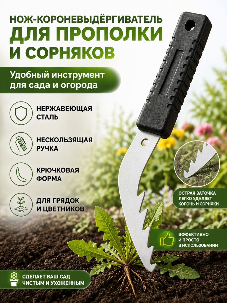 Корнеудалитель 8.5 см рукоять, 8 см ширина, нержавеющая сталь