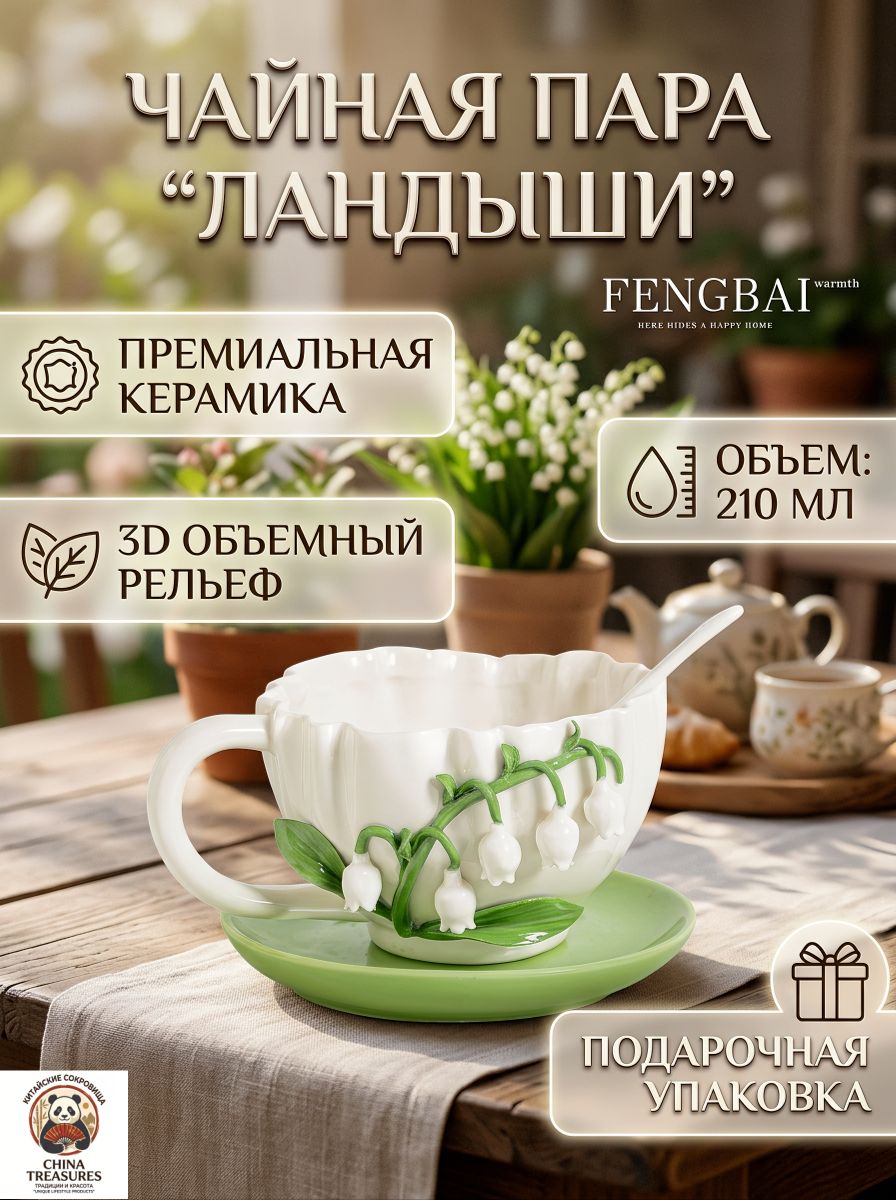 Сервиз кофейный 210 мл 1 предм. на 1 перс. белый набор на одну персону, компактный комплект для сервировки стола