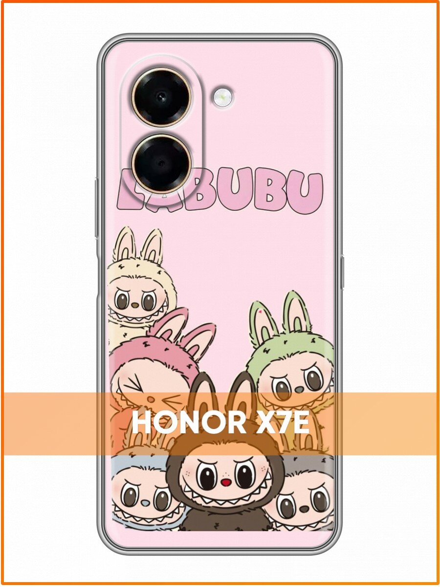 Чехол для Honor X7e с принтом для детей с Лабубу (Хонор Х7е)