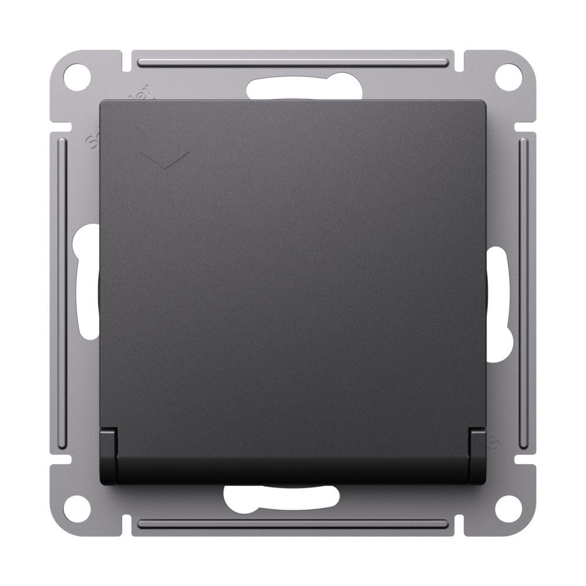 Розетка с/з со шторками с крышкой 16А, IP20, механизм Базальт AtlasDesign