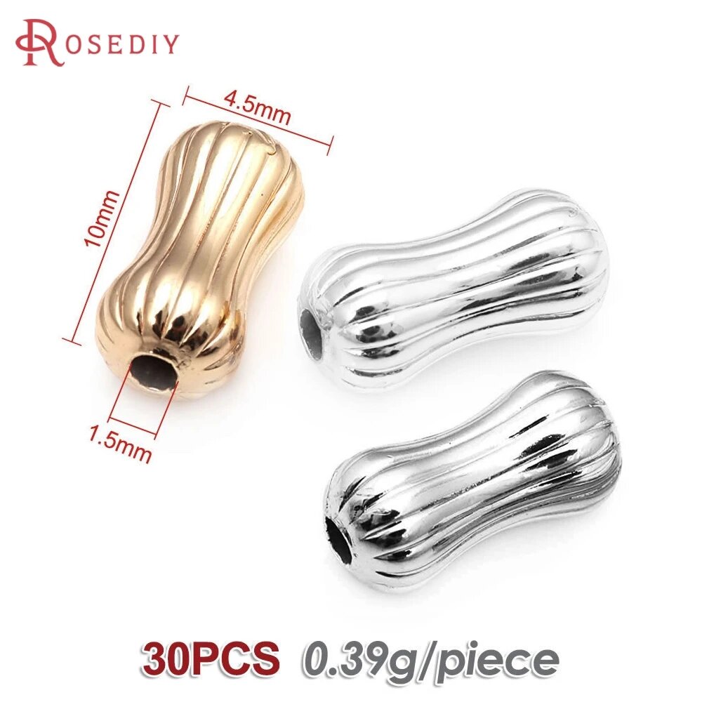 Латунные бусины-разделители формы талии для браслетов Rosediy 18K Gold Color, 10x4.5MM 30PCS